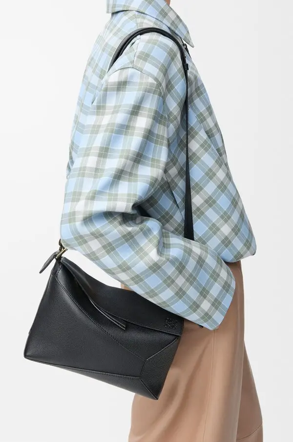 Loewe Small Puzzle Edge Leather Tote Bag - Black