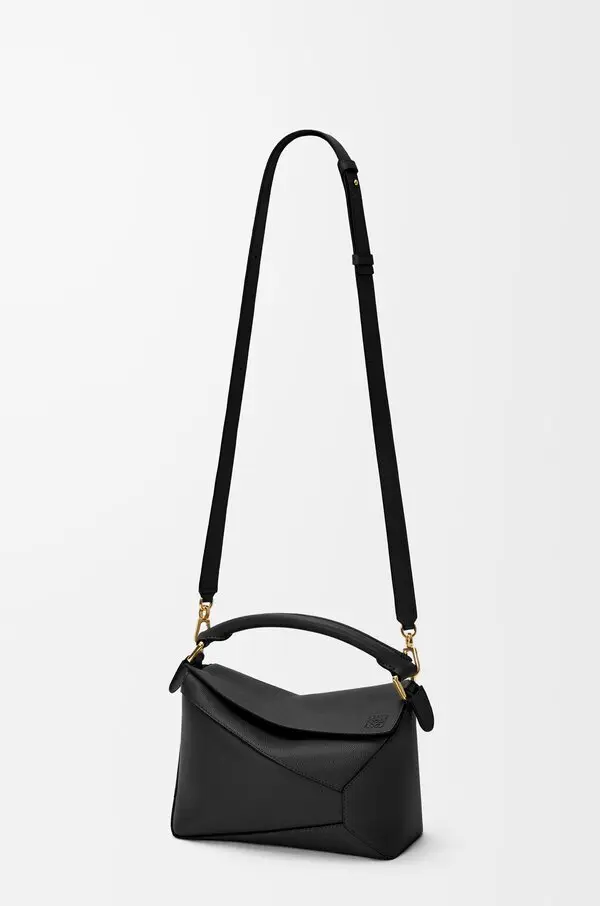 Loewe Small Puzzle Edge Leather Tote Bag - Black