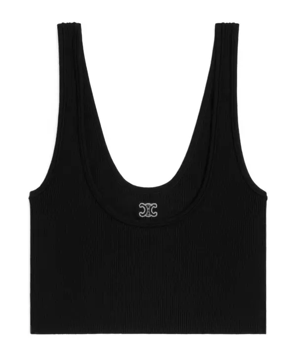 Celine Triomphe Embroidered Athletic Cotton Bra