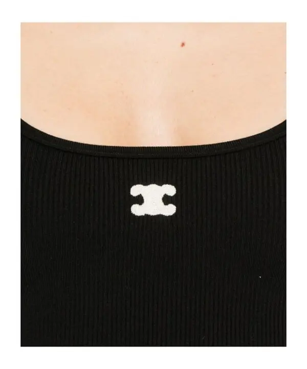 Celine Triomphe Embroidered Athletic Cotton Bra