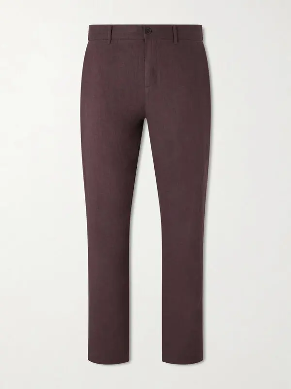 Onia Straight-leg Linen-blend Trousers - Brown