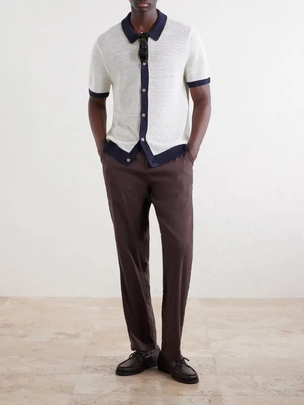 Onia Straight-leg Linen-blend Trousers - Brown