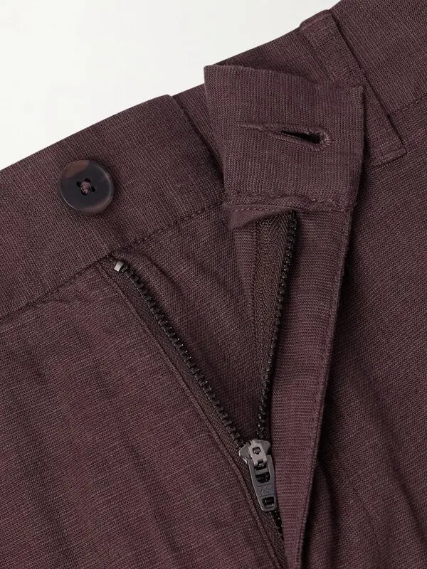Onia Straight-leg Linen-blend Trousers - Brown
