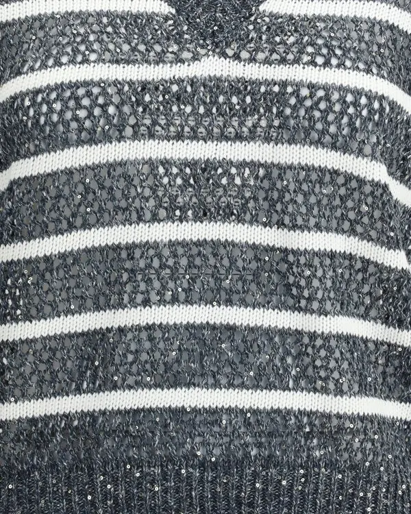 Brunello Cucinelli V-neck Knitted Vest With Sporty Stripes