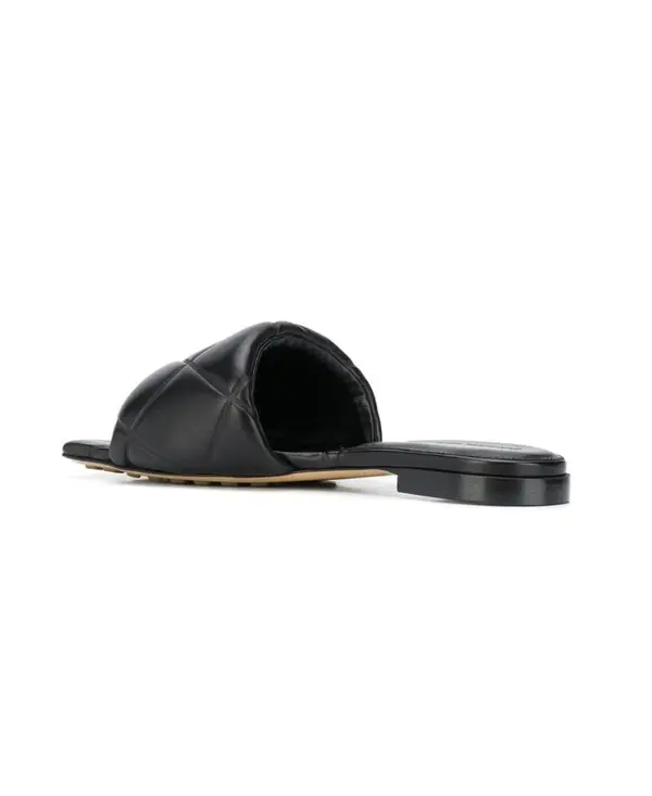 Bottega Veneta Lido Quilted Leather Slides - Black