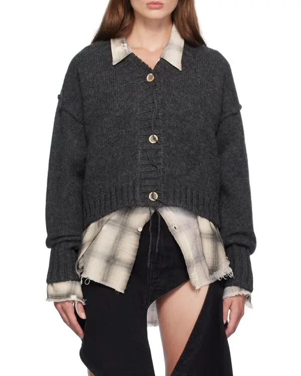 Acne Studios Knit Cardigan With Embroidered Logo