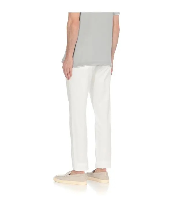 Eleventy Drawstring Straight-leg Trousers - White