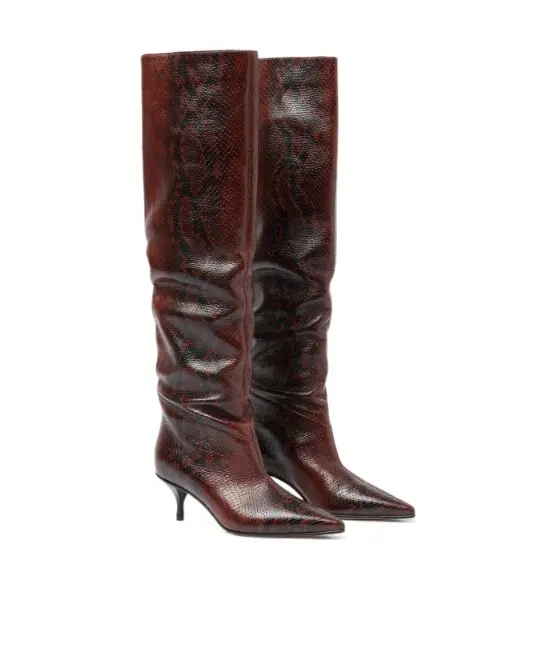 SCAROSSO Barbara Pointed Toe Knee High Boots - Brown