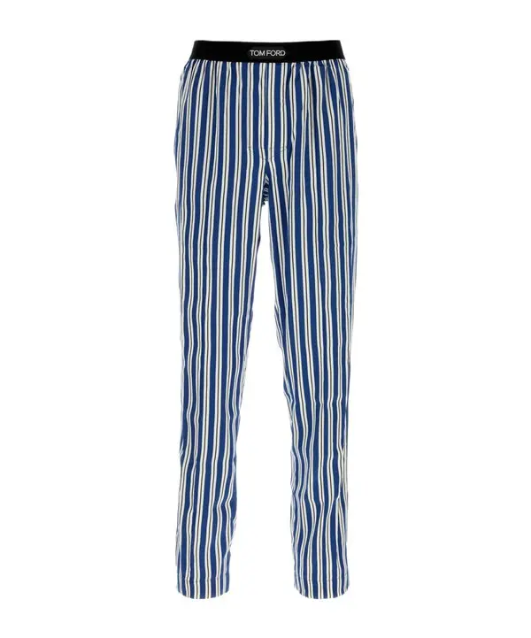 TOM FORD Logo Detail Striped Trousers - Blue