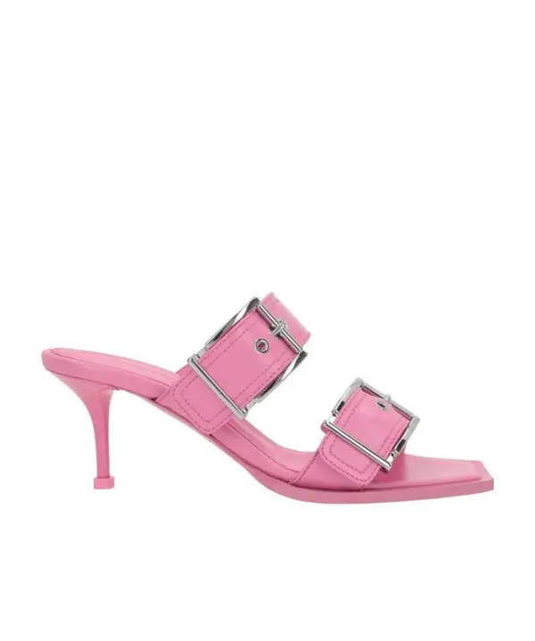 Alexander McQueen Buckle Detailed Slip-on Sandals - Pink