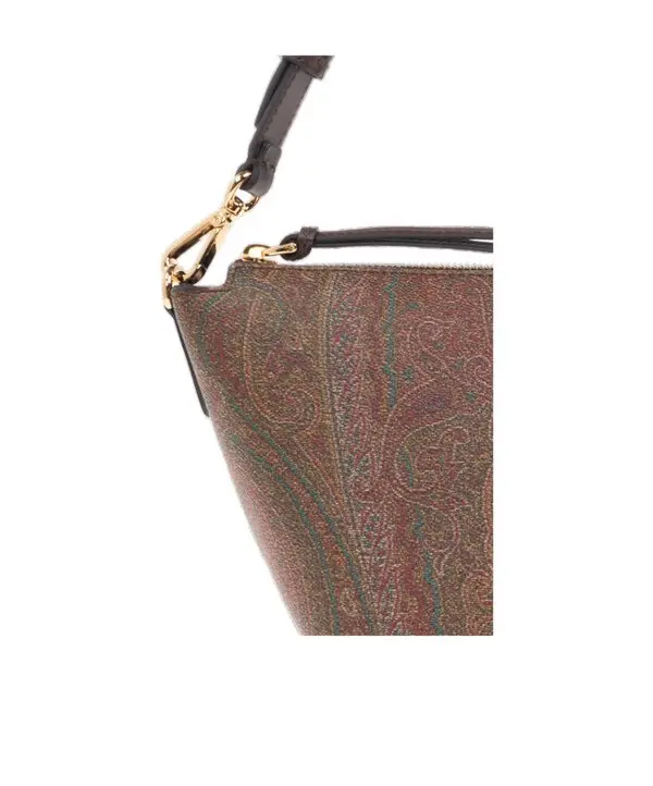 Etro Paisley Printed Zipped Shoulder Bag - Brown