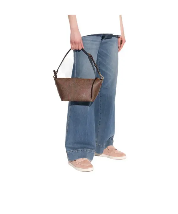 Etro Paisley Printed Zipped Shoulder Bag - Brown