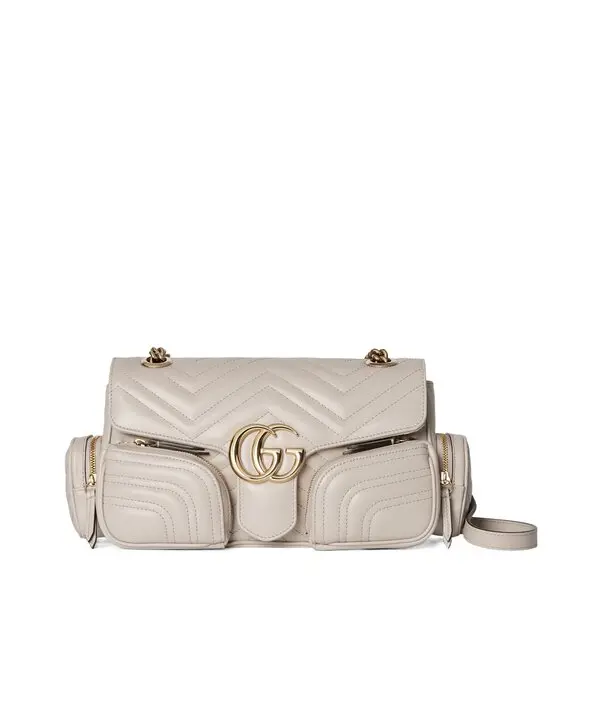 Gucci Gg Marmont Foldover Top Small Shoulder Bag - Ivory