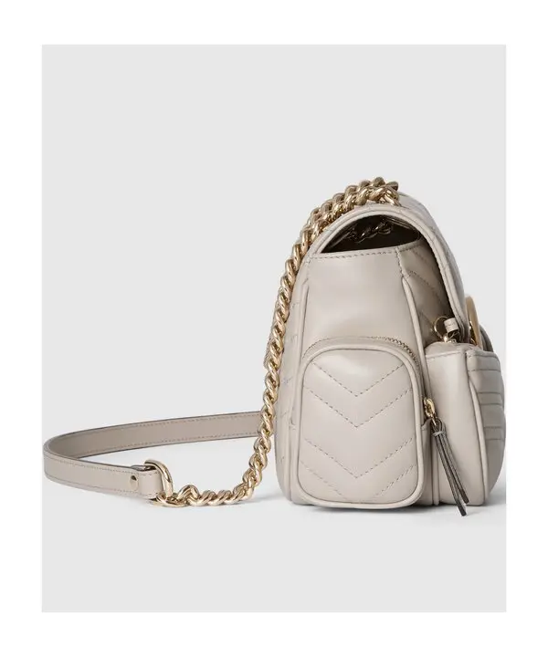 Gucci Gg Marmont Foldover Top Small Shoulder Bag - Ivory