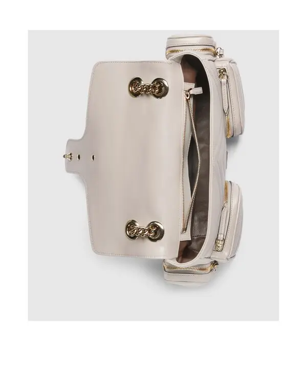 Gucci Gg Marmont Foldover Top Small Shoulder Bag - Ivory