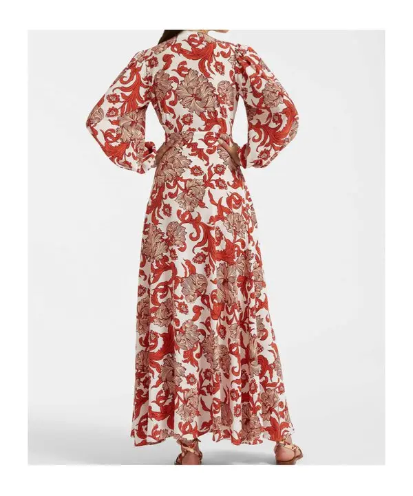 La DoubleJ Camerino Abstract-pattern Silk Maxi Dress - Brown