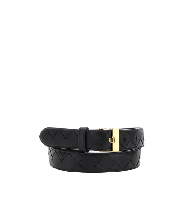 Bottega Veneta Intrecciato Buckled Belt - Black