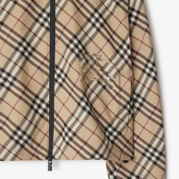 Burberry Checked Hooded Zip-up Jacket - Alabaster