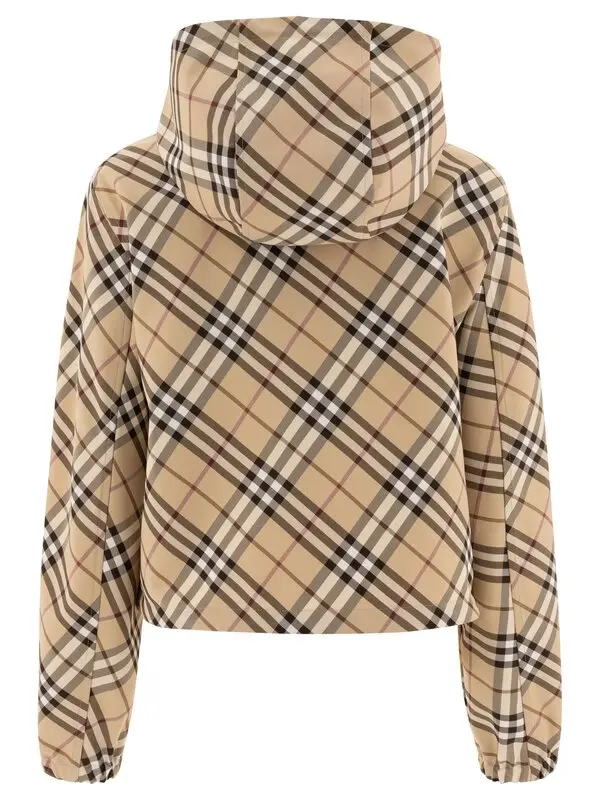Burberry Checked Hooded Zip-up Jacket