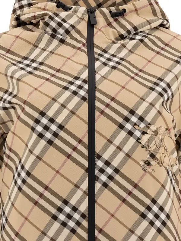 Burberry Checked Hooded Zip-up Jacket