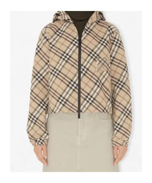 Burberry Checked Hooded Zip-up Jacket