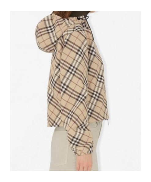 Burberry Checked Hooded Zip-up Jacket