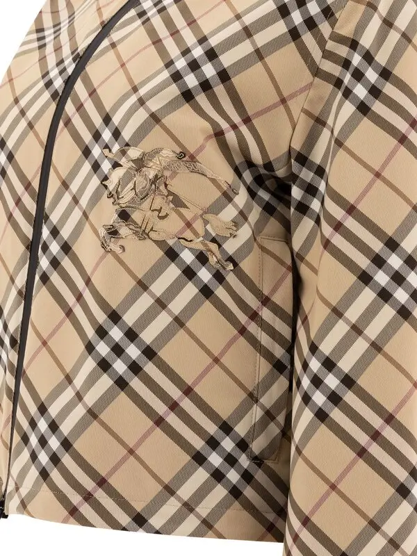 Burberry Checked Hooded Zip-up Jacket