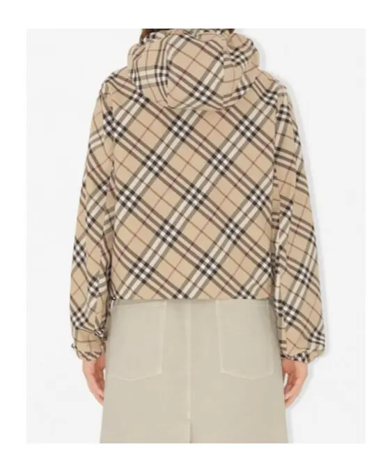 Burberry Checked Hooded Zip-up Jacket