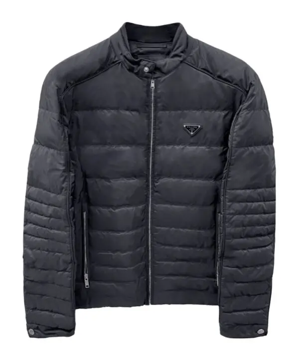 Prada Long-sleeved Zip-up Cotton Jacket With Stand Collar And Pockets - Black