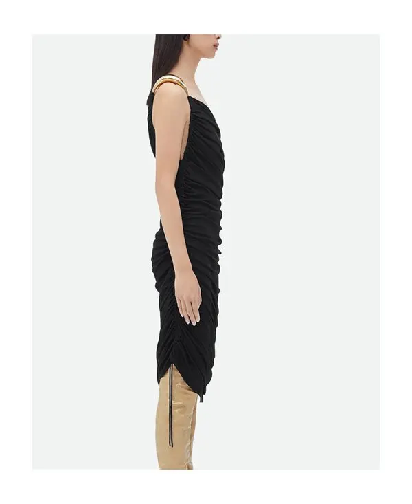 Bottega Veneta One-shoulder Midi Dress With Metallic Detail