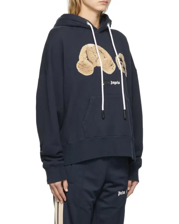 Palm Angels Spray Bear-motif Hoodie - Black