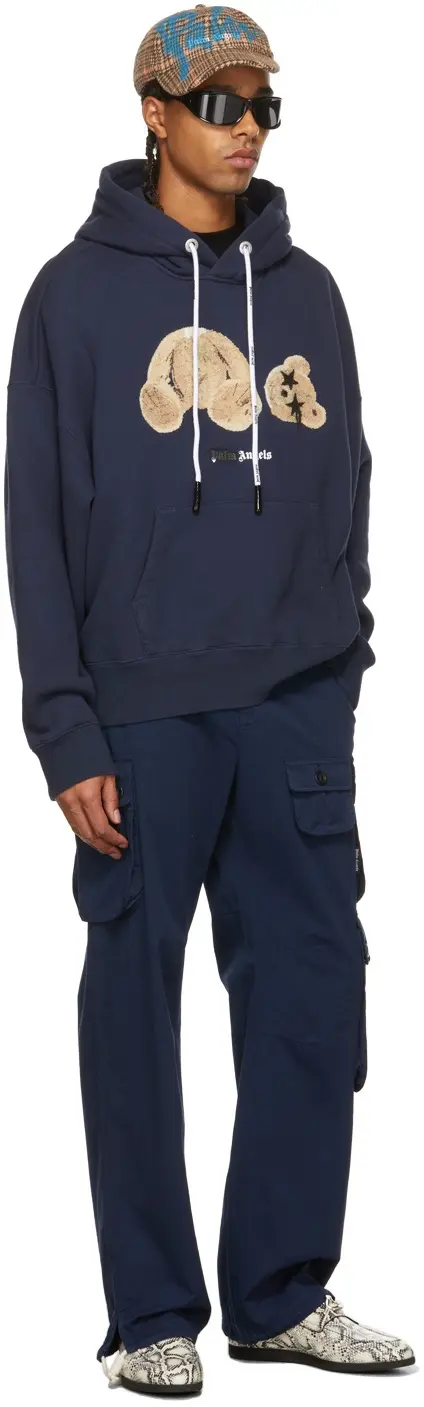 Palm Angels Spray Bear-motif Hoodie - Black