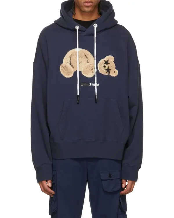 Palm Angels Spray Bear-motif Hoodie - Black