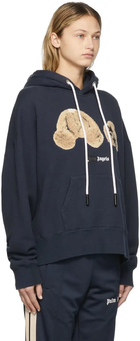 Palm Angels Spray Bear-motif Hoodie - Black
