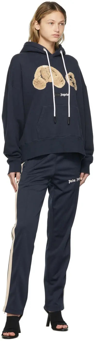 Palm Angels Spray Bear-motif Hoodie - Black
