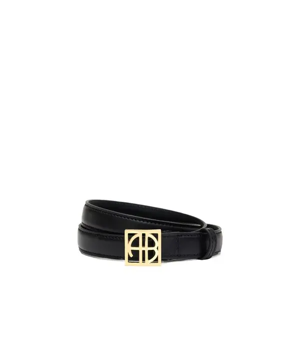 ANINE BING Monogram Leather Belt - Black