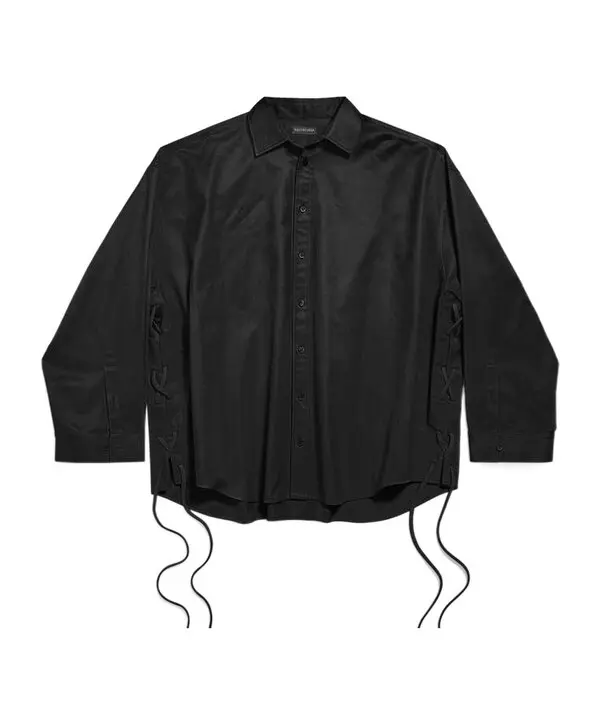 Balenciaga Lace-up Long-sleeve Shirt - Black