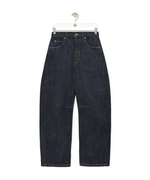 Loewe Anagram Barrel Jeans In Denim - Indigo