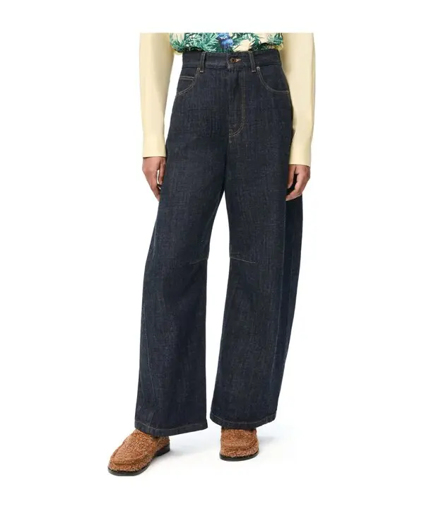Loewe Anagram Barrel Jeans In Denim - Indigo