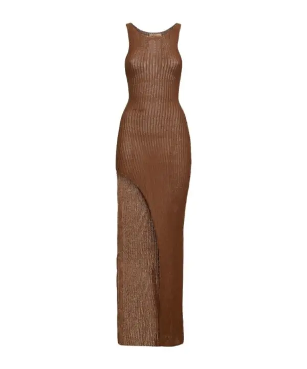 AYA MUSE Knitted Long Dress - Brown
