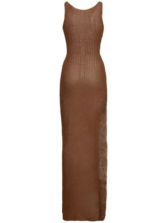 AYA MUSE Knitted Long Dress With Side Slits