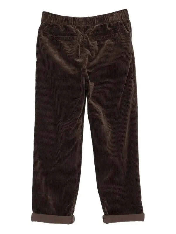 Brunello Cucinelli Drawstring Corduroy Pants With Rolled Hem - Black