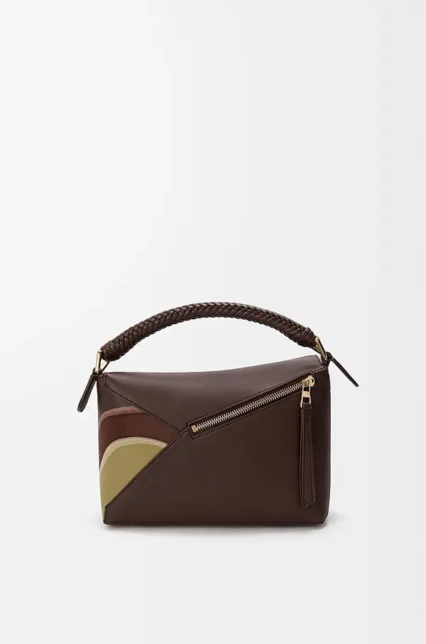 Loewe Small Puzzle Edge Bag - Chocolate/light Moss