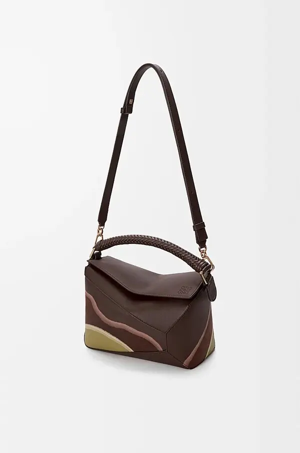 Loewe Small Puzzle Edge Bag - Chocolate/light Moss