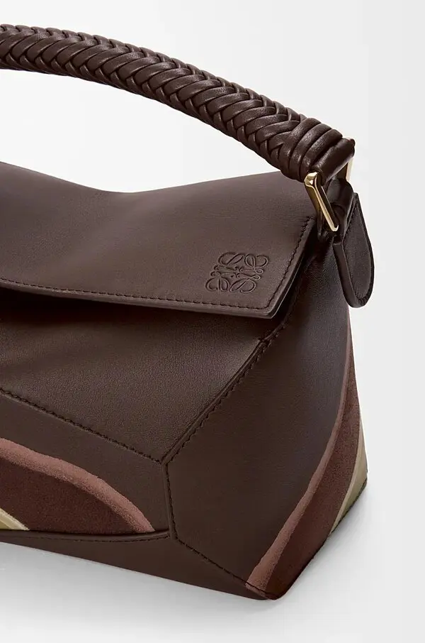 Loewe Small Puzzle Edge Bag - Chocolate/light Moss