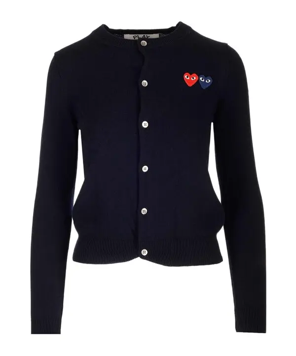 Play Comme Des Garcon Comme Des Garçons Play Crewneck Knitted Cardigan - Navy