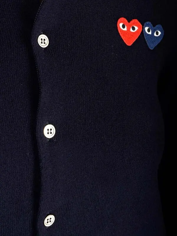 Play Comme Des Garcon Comme Des Garçons Play Crewneck Knitted Cardigan - Navy