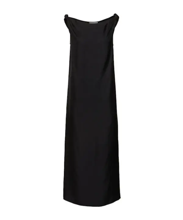 Loulou De Saison Moun Sleeveless Draped Silk Midi Dress - Black