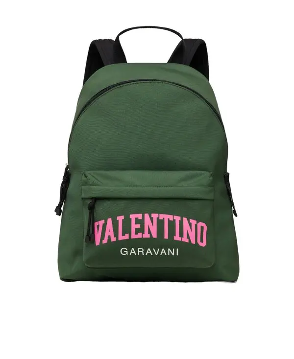 Valentino Garavani Logo Printed Zip-up Backpack - Green