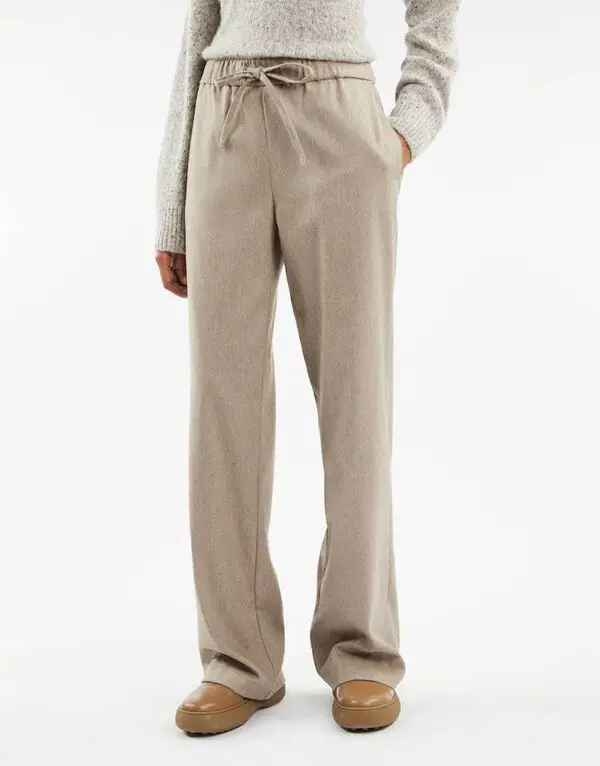 FAY Drawstring Wide-leg Pants - Nude